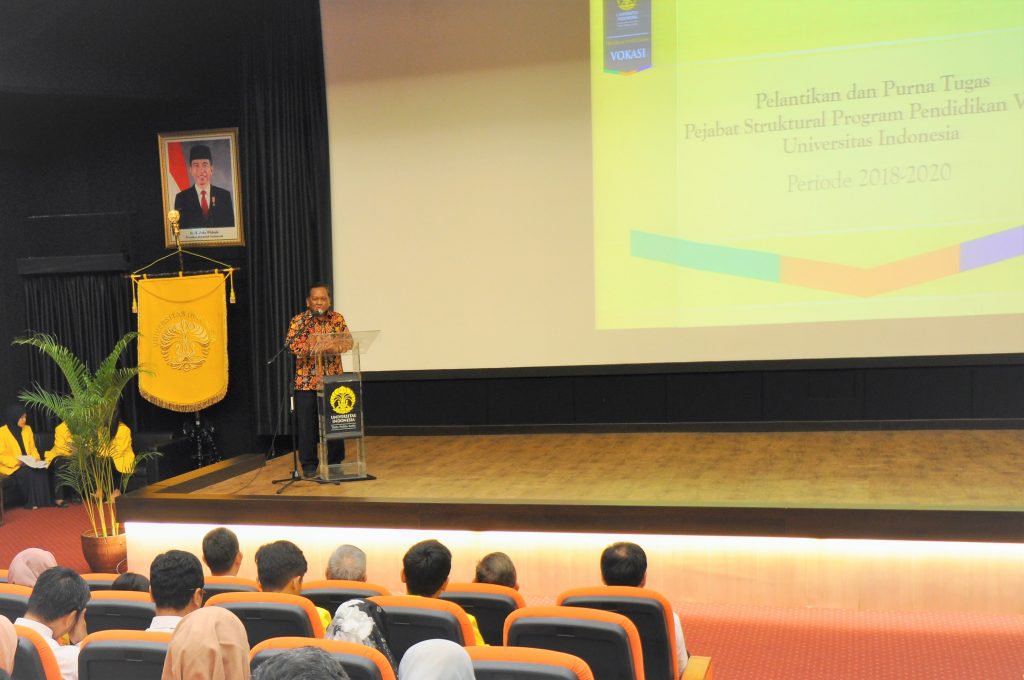 Menuju Vokasi UI Unggul, Direktur Program Pendidikan Vokasi UI Lantik ...